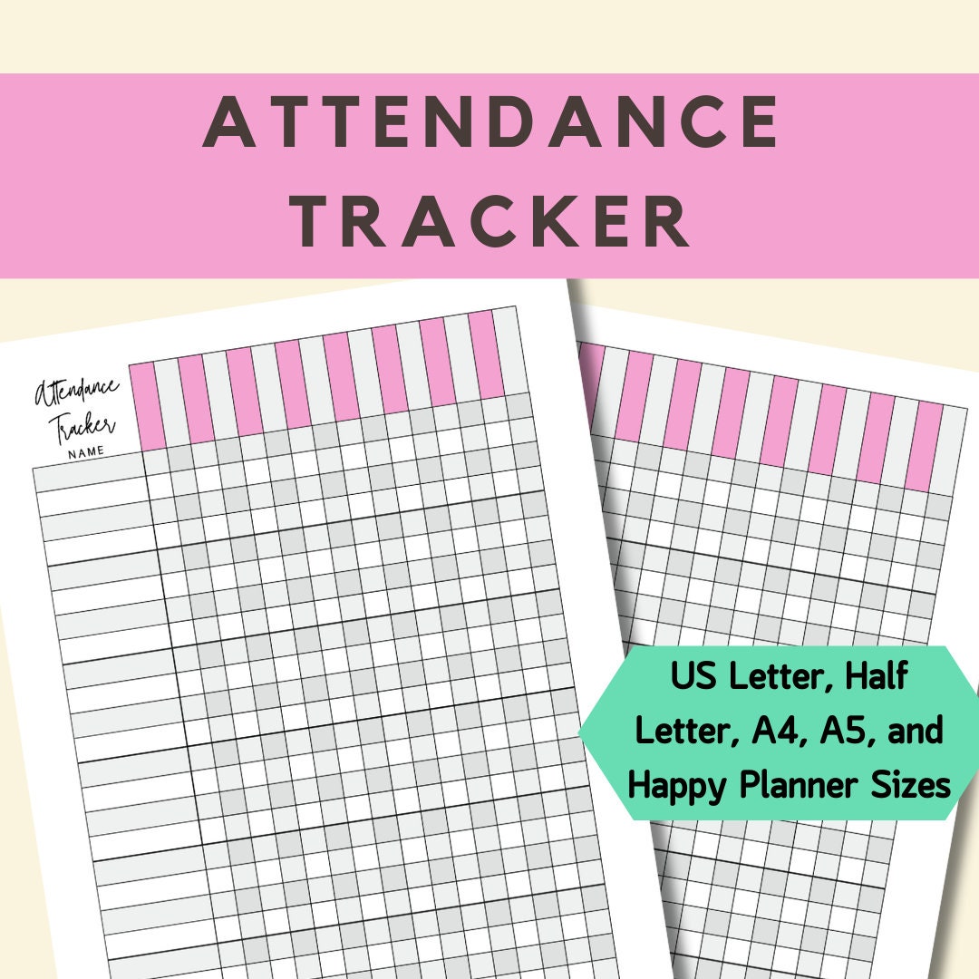 Attendance Tracker Pages, Printable Attendance Log, PDF Teacher Planner ...