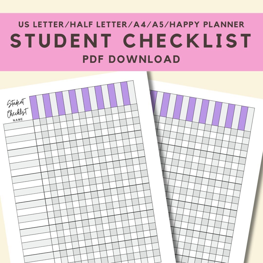 Student Checklist Pages, Printable Checklist, Gradebook, PDF Teacher ...