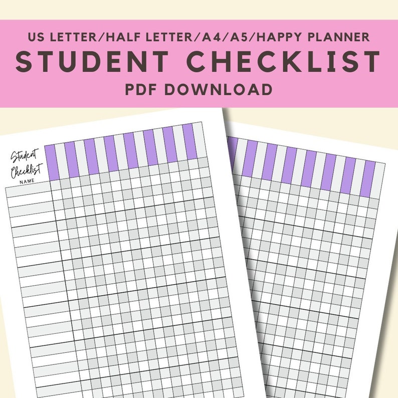Student Checklist Pages, Printable Checklist, Gradebook, PDF Teacher ...