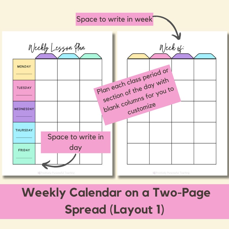 Lesson Plan Pages, Printable Planning Templates, PDF Teacher Planner ...