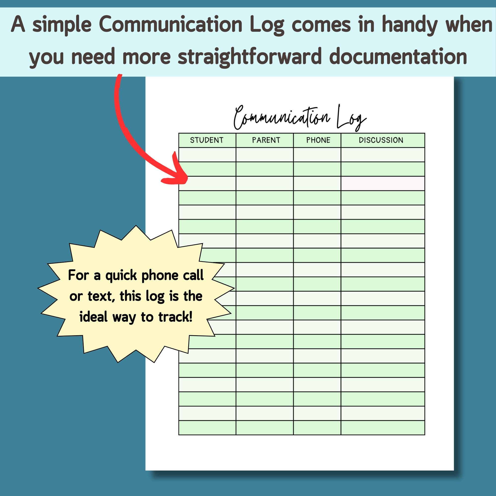 Communication Log Pages, Printable Communication Tracker, PDF Teacher ...