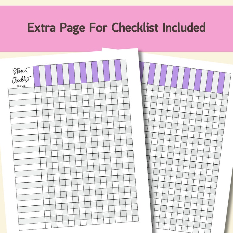 Student Checklist Pages, Printable Checklist, Gradebook, PDF Teacher ...