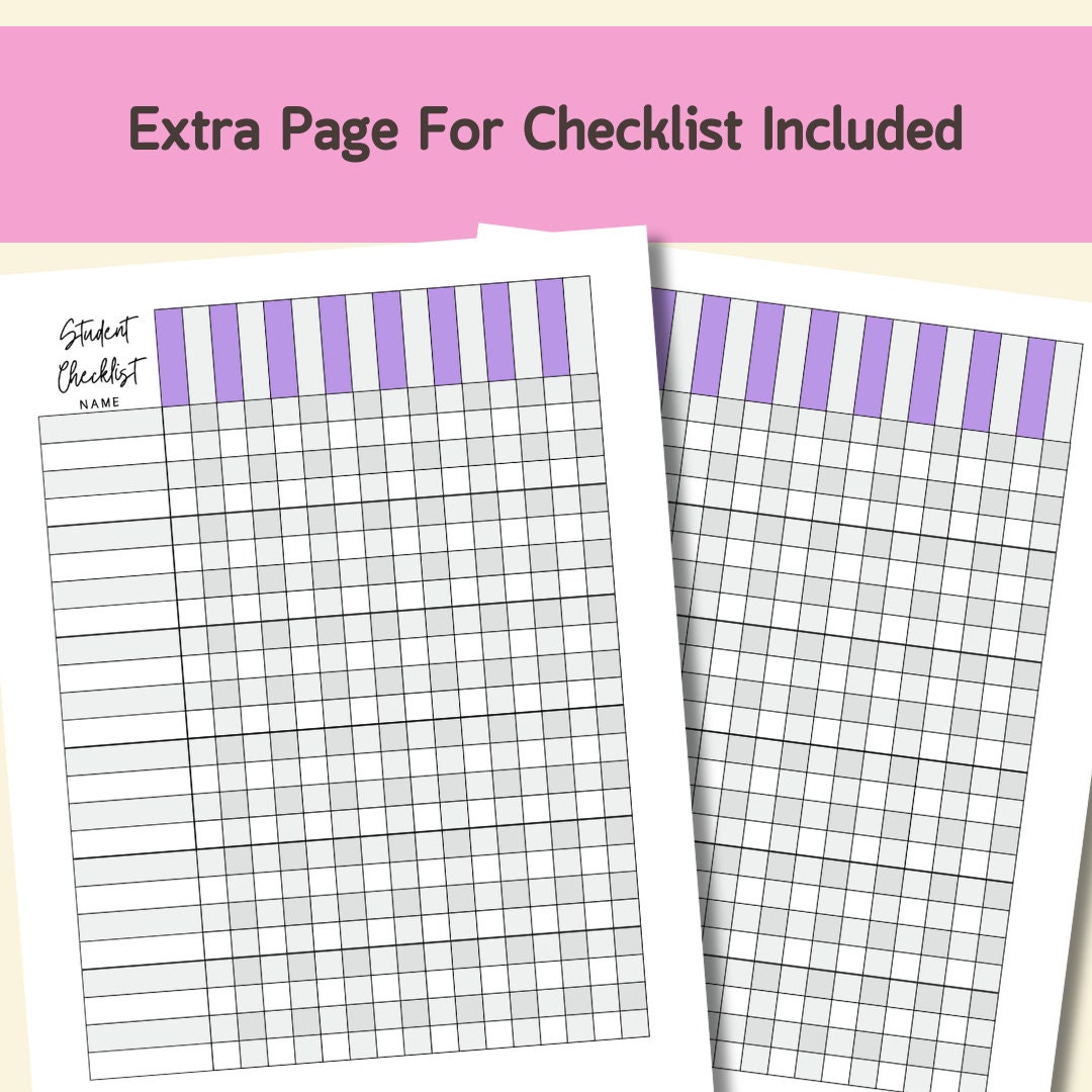 Student Checklist Pages, Printable Checklist, Gradebook, PDF Teacher ...