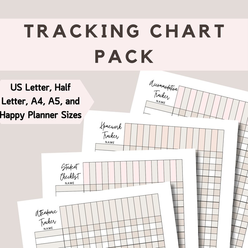 Tracking Chart Pages, Printable Teacher Trackers, Gradebook, PDF ...