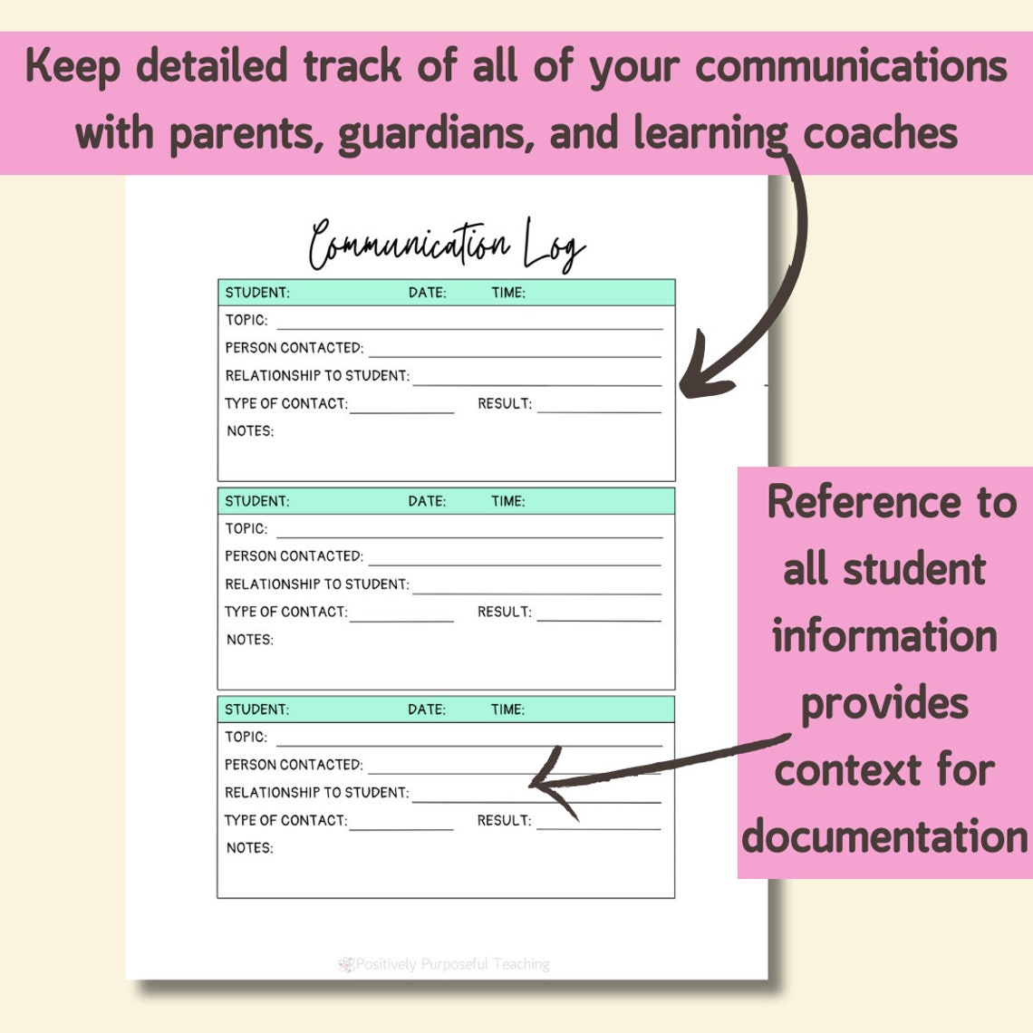 Communication Log Pages, Printable Communication Tracker, PDF Teacher ...