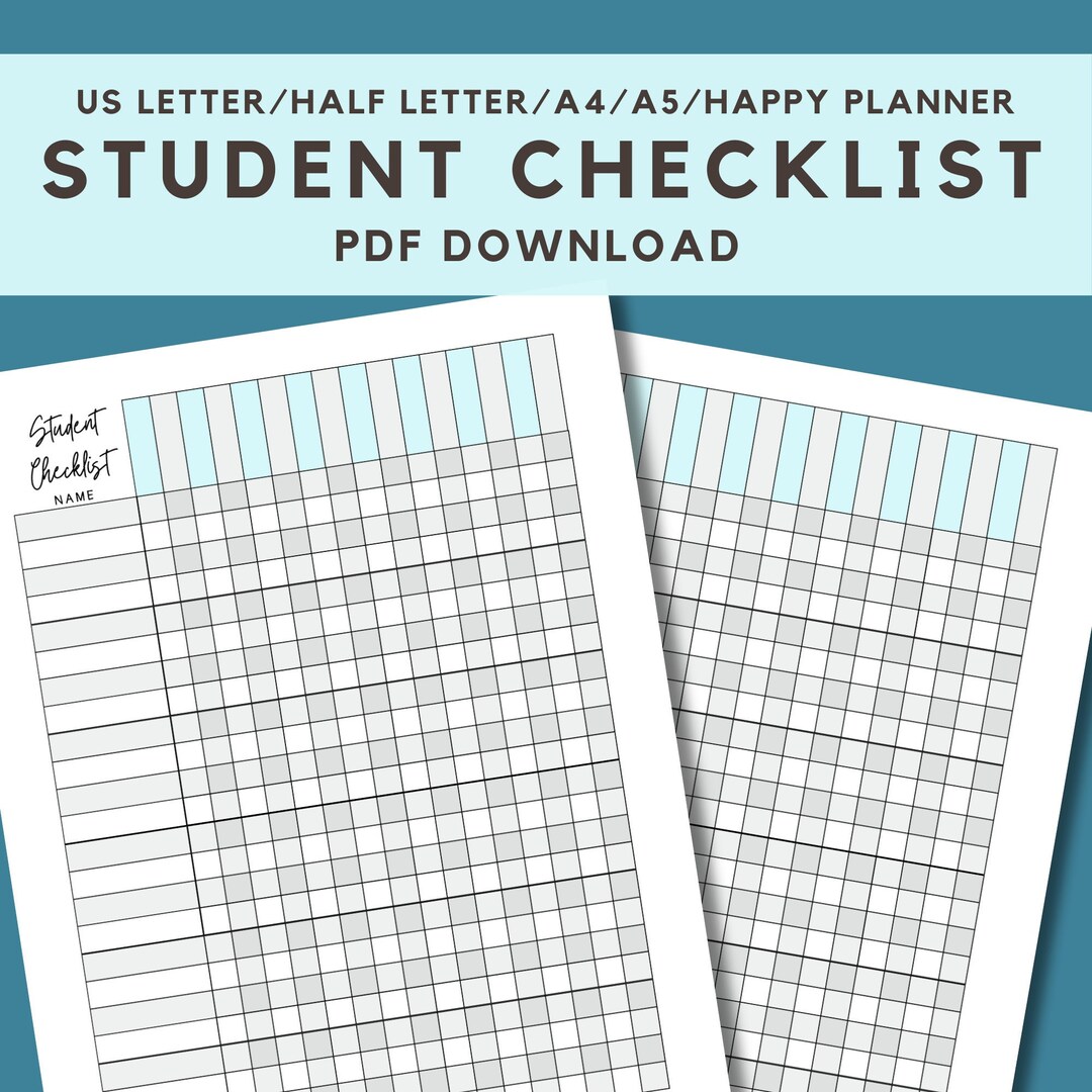Student Checklist Pages, Printable Checklist, Gradebook, PDF Teacher ...