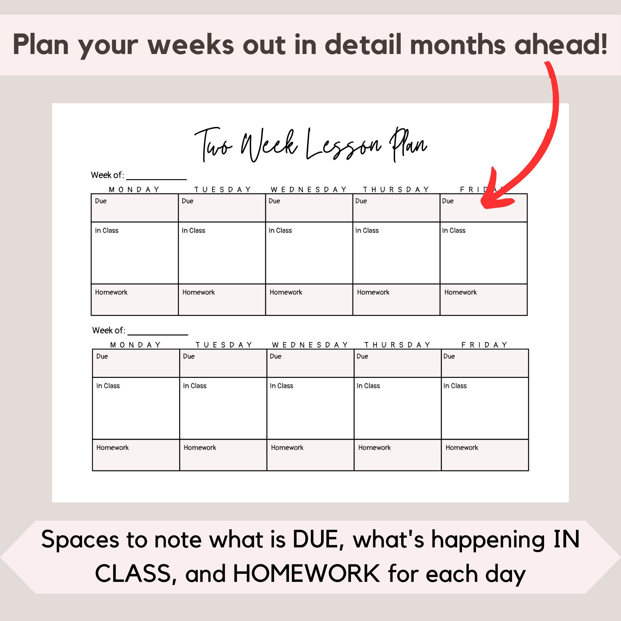 Lesson Plan Pages, Printable Planning Templates, PDF Teacher Planner ...