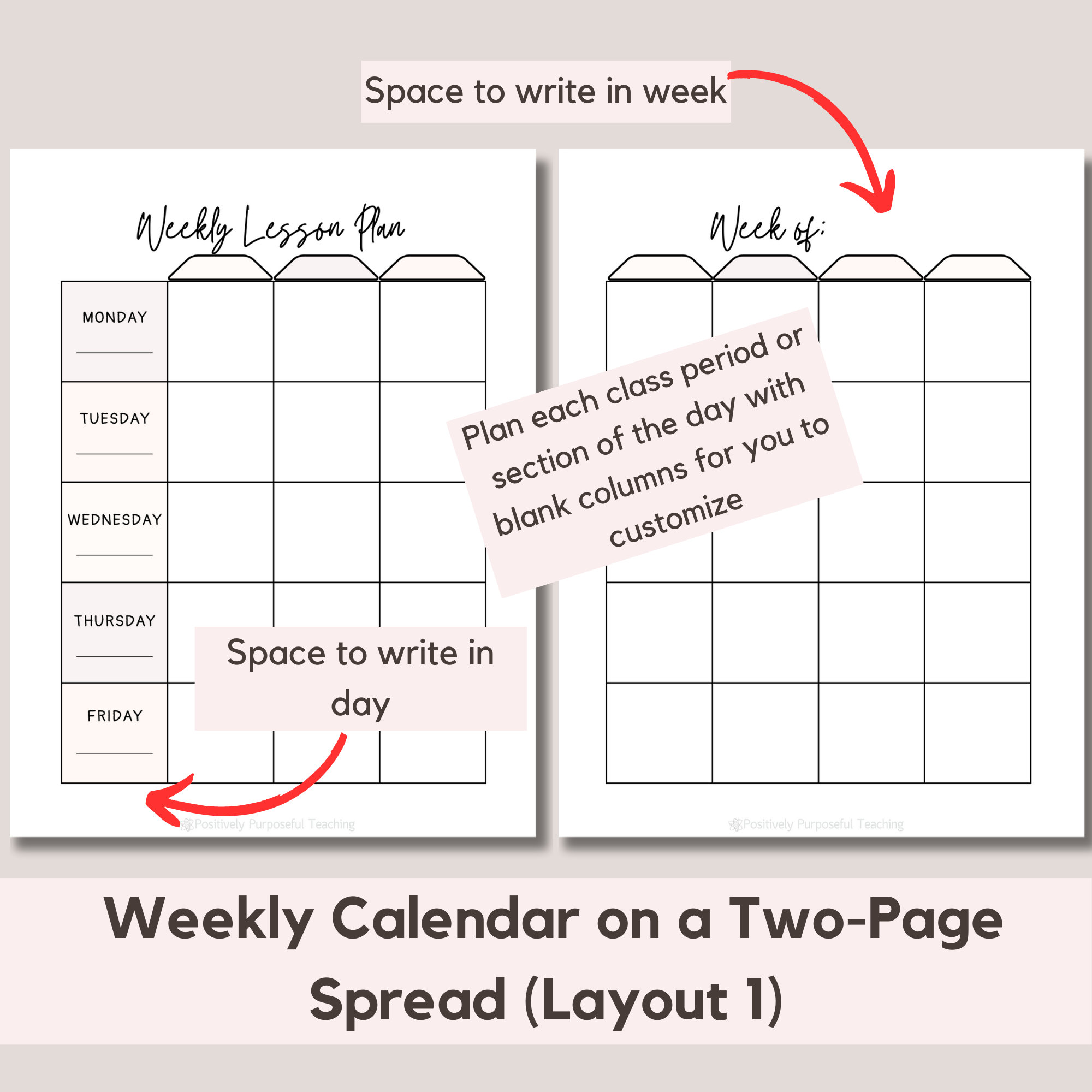 Lesson Plan Pages, Printable Planning Templates, PDF Teacher Planner ...