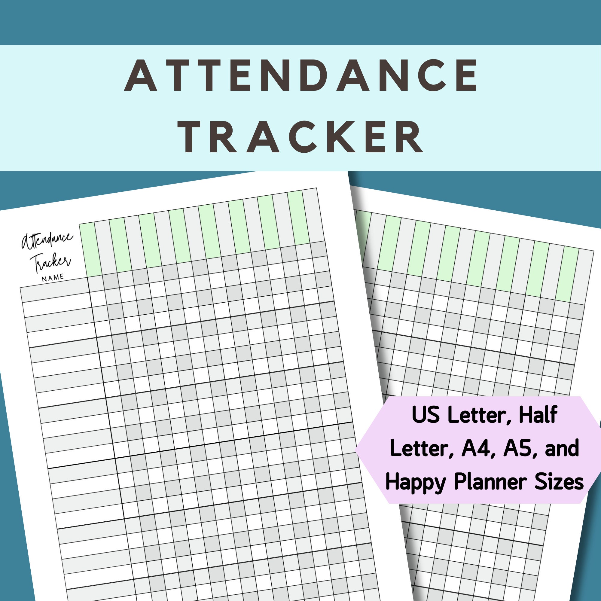 Attendance Tracker Pages, Printable Attendance Log, PDF Teacher Planner ...