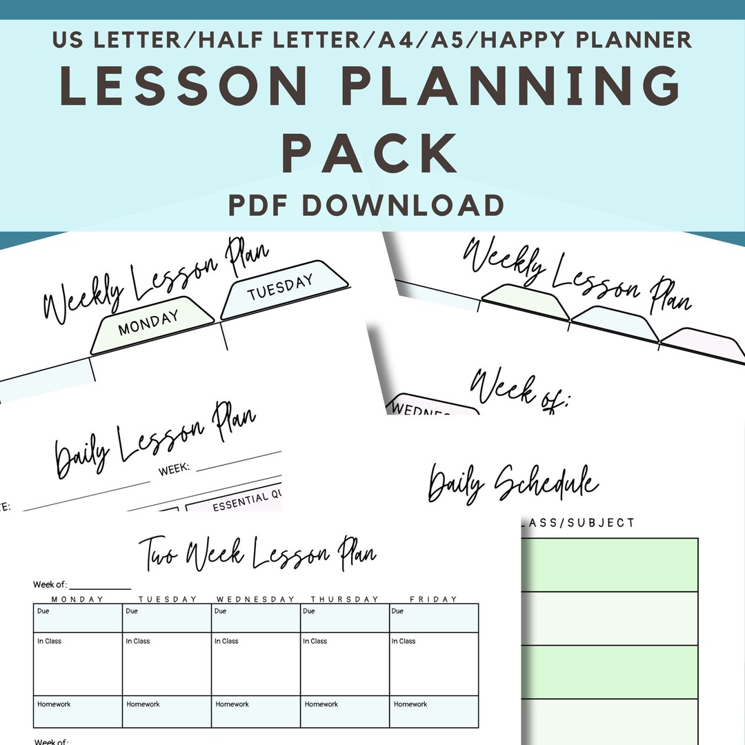 Lesson Plan Pages, Printable Planning Templates, PDF Teacher Planner ...