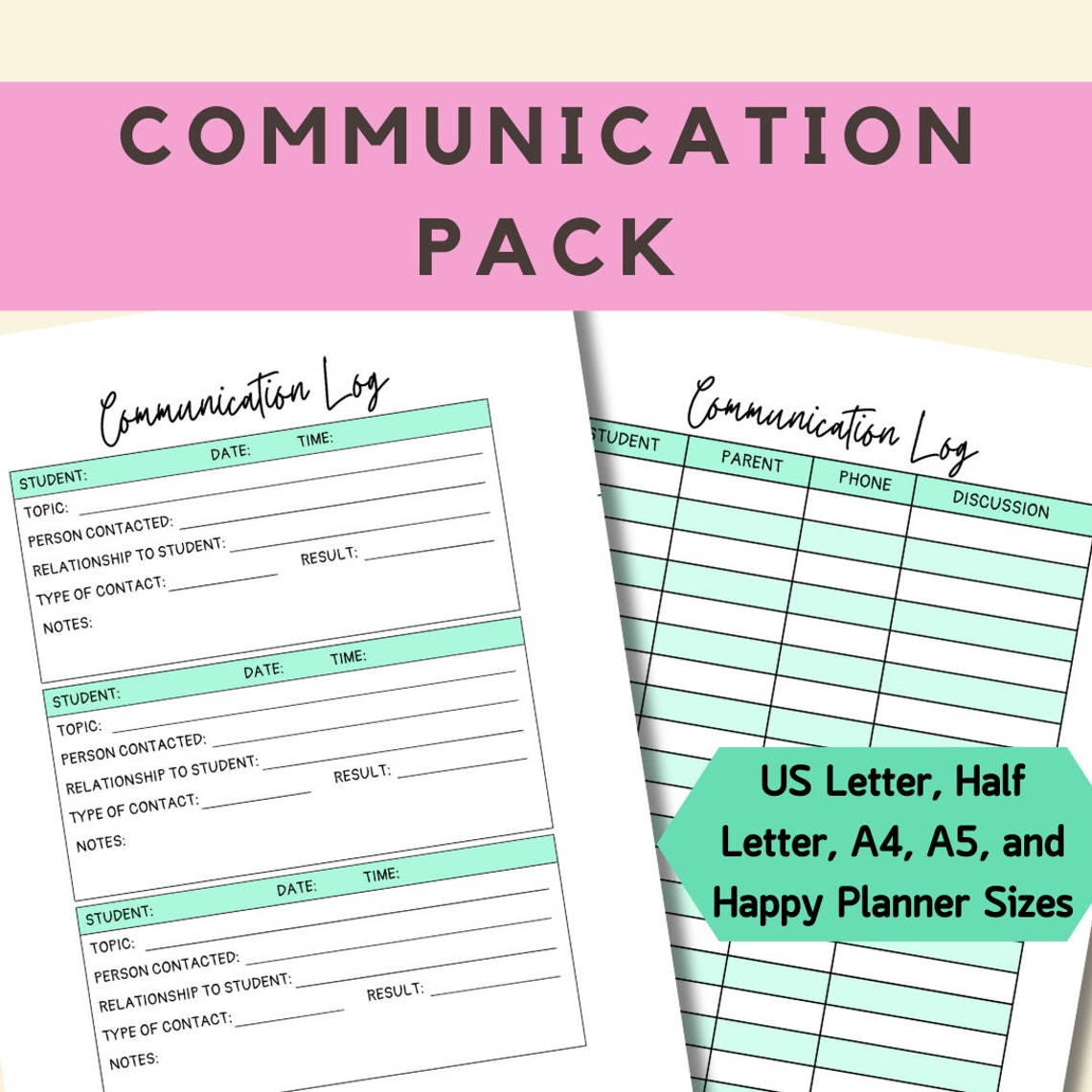 Communication Log Pages, Printable Communication Tracker, PDF Teacher ...