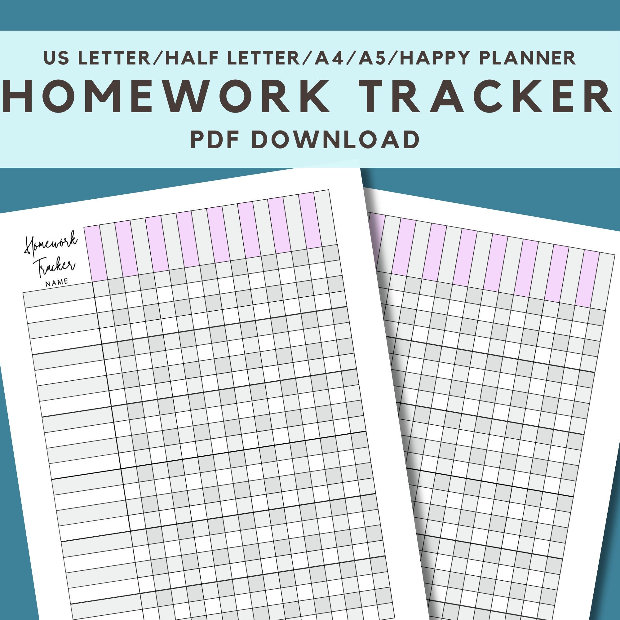 Homework Tracker Pages, Printable Teacher Homework Log, PDF Teacher ...