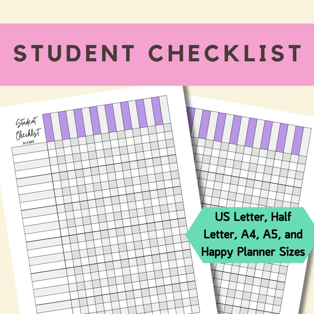 Student Checklist Pages, Printable Checklist, Gradebook, PDF Teacher ...