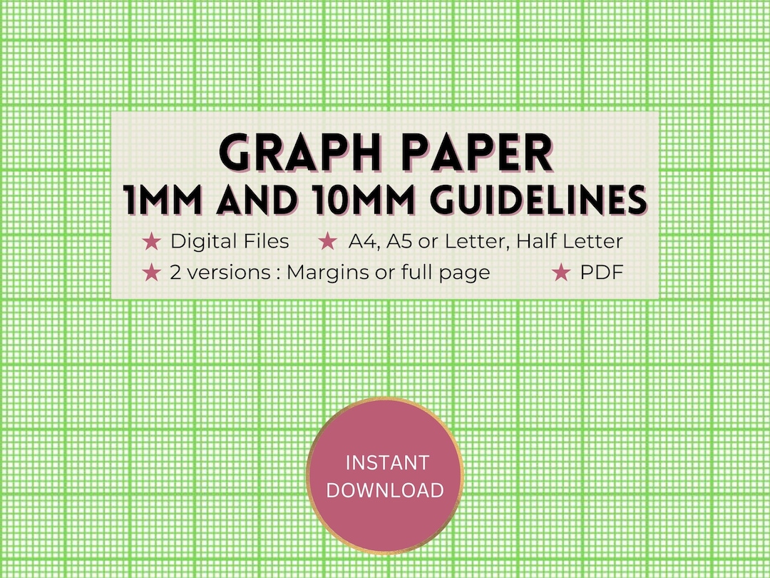 Printable Graph Paper, 1mm and 10mm/1cm Green Guideline Grid Template ...