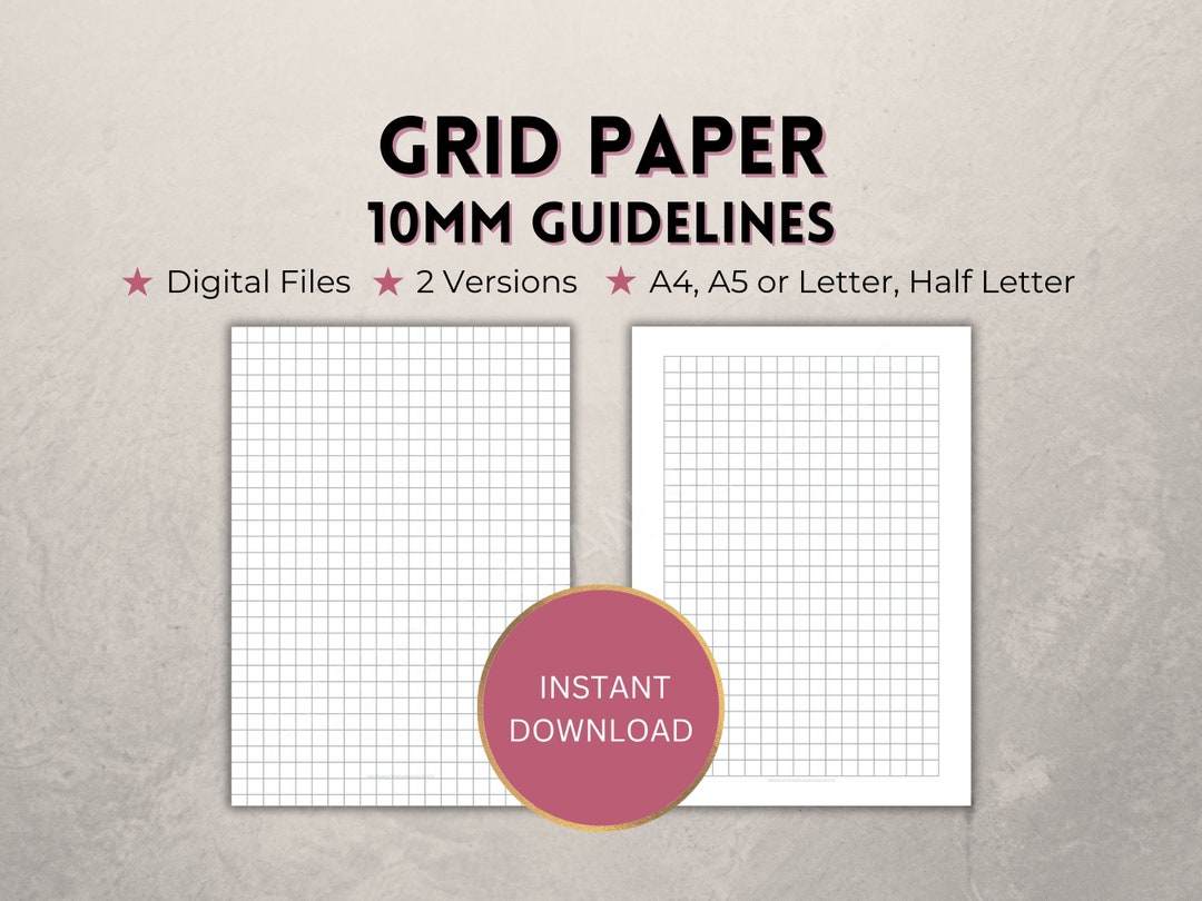 Printable Grid Paper, Light Grey 10mm/1cm Guidelines, Instant Download ...