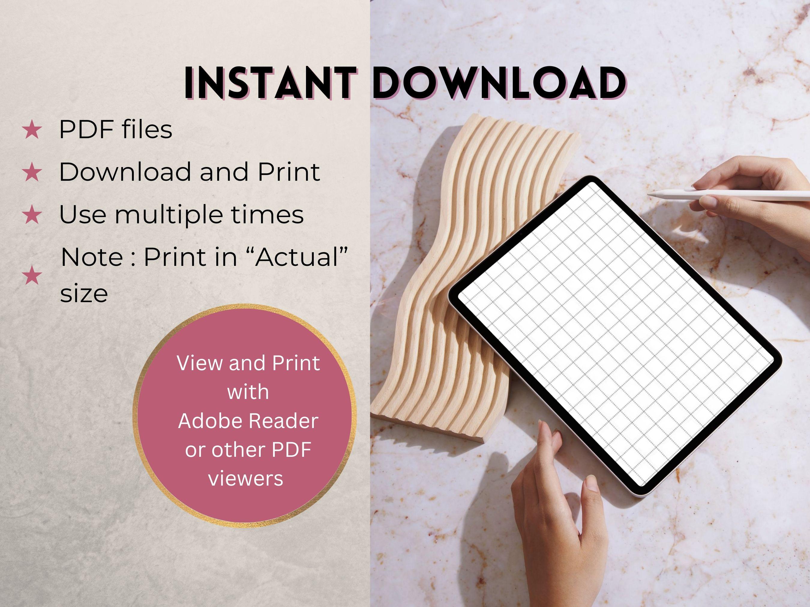 Digital Grid Paper, Printable Graph Planner Inserts, PDF for Journal ...