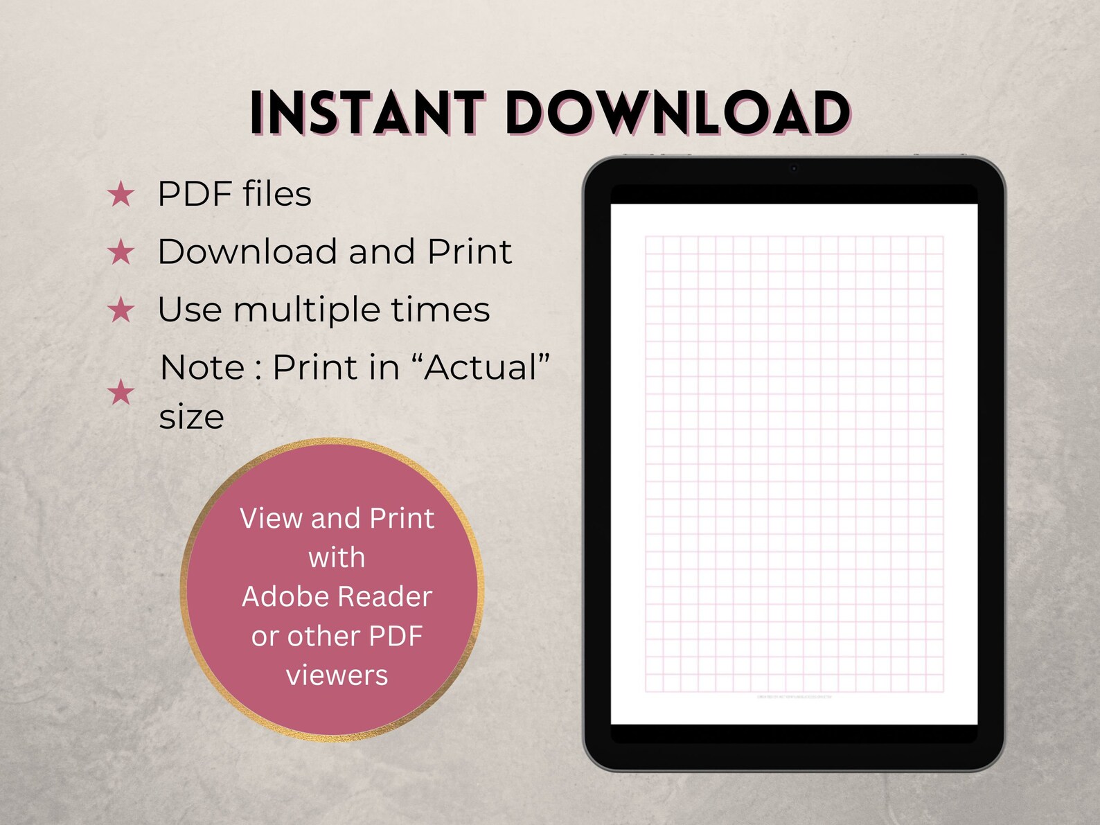 Printable Grid Paper, Light Pink 10mm Guidelines, Instant Download ...