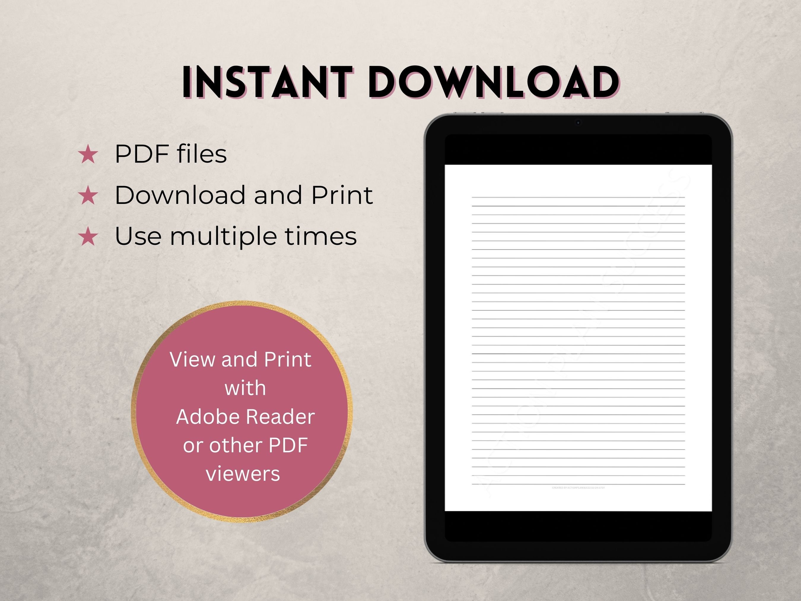 Printable Lined Paper, Digital Download Notes, 7mm Spaced Portrait PDF ...