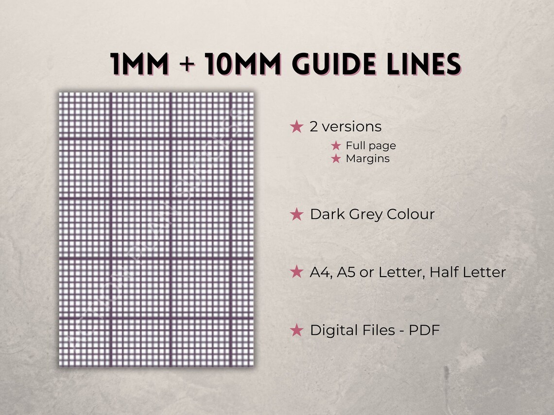 Printable Graph Paper, 1mm and 10mm/1cm Grey Guideline Grid Template ...