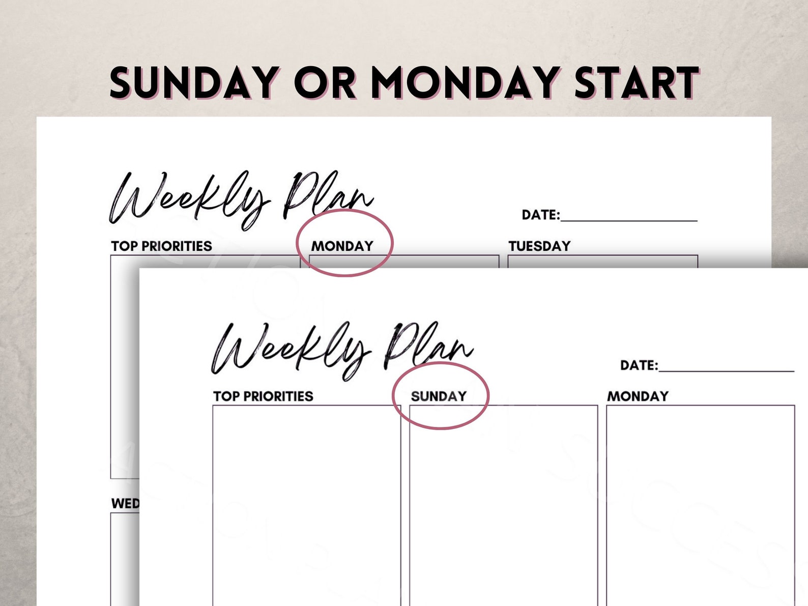 Weekly Planner Printable, Week at a Glance Organiser, Minimalist Agenda ...