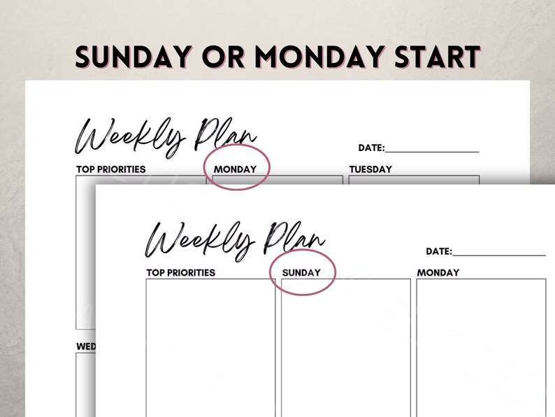 Weekly Planner Printable, Week at a Glance Organiser, Minimalist Agenda ...