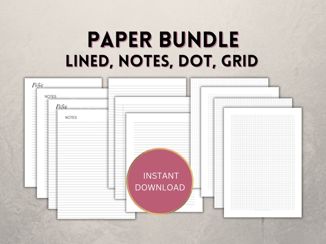Printable Paper Essentials for Journal, 5mm Dot, 7mm Lined, 5mm Grid ...