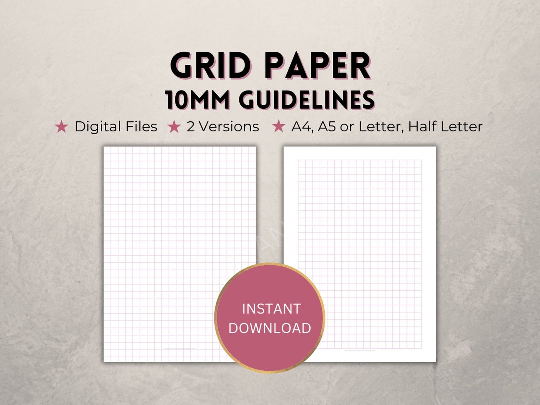 Printable Grid Paper, Light Pink 10mm Guidelines, Instant Download ...