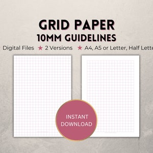 Printable Grid Paper, Light Pink 10mm Guidelines, Instant Download ...