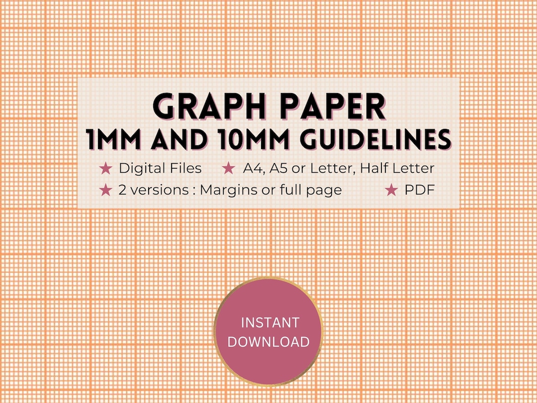 Printable Graph Paper, 1mm and 10mm/1cm Orange Guideline Grid Template ...