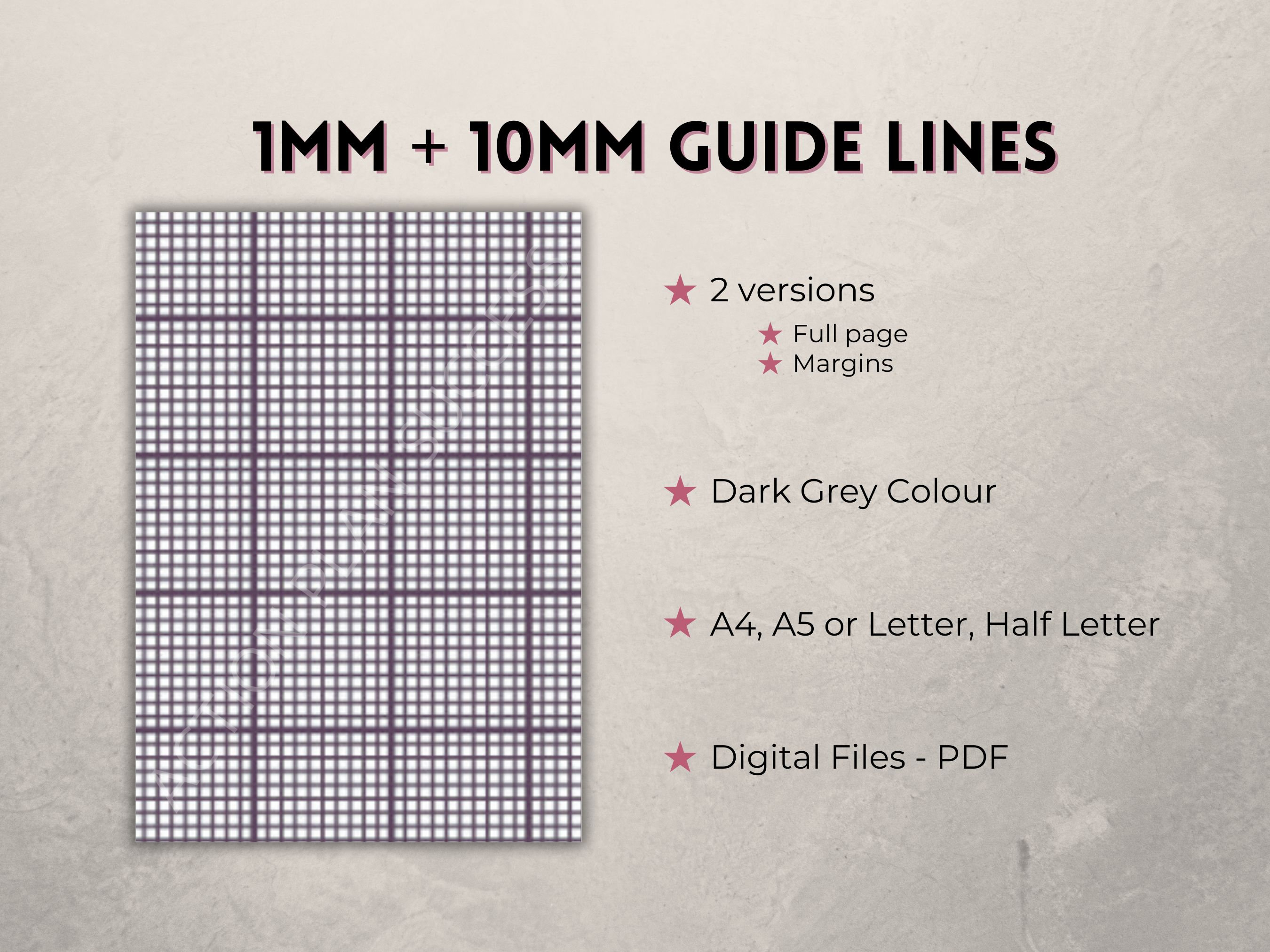 Printable Graph Paper, 1mm and 10mm/1cm Guideline Grid Template, Full ...