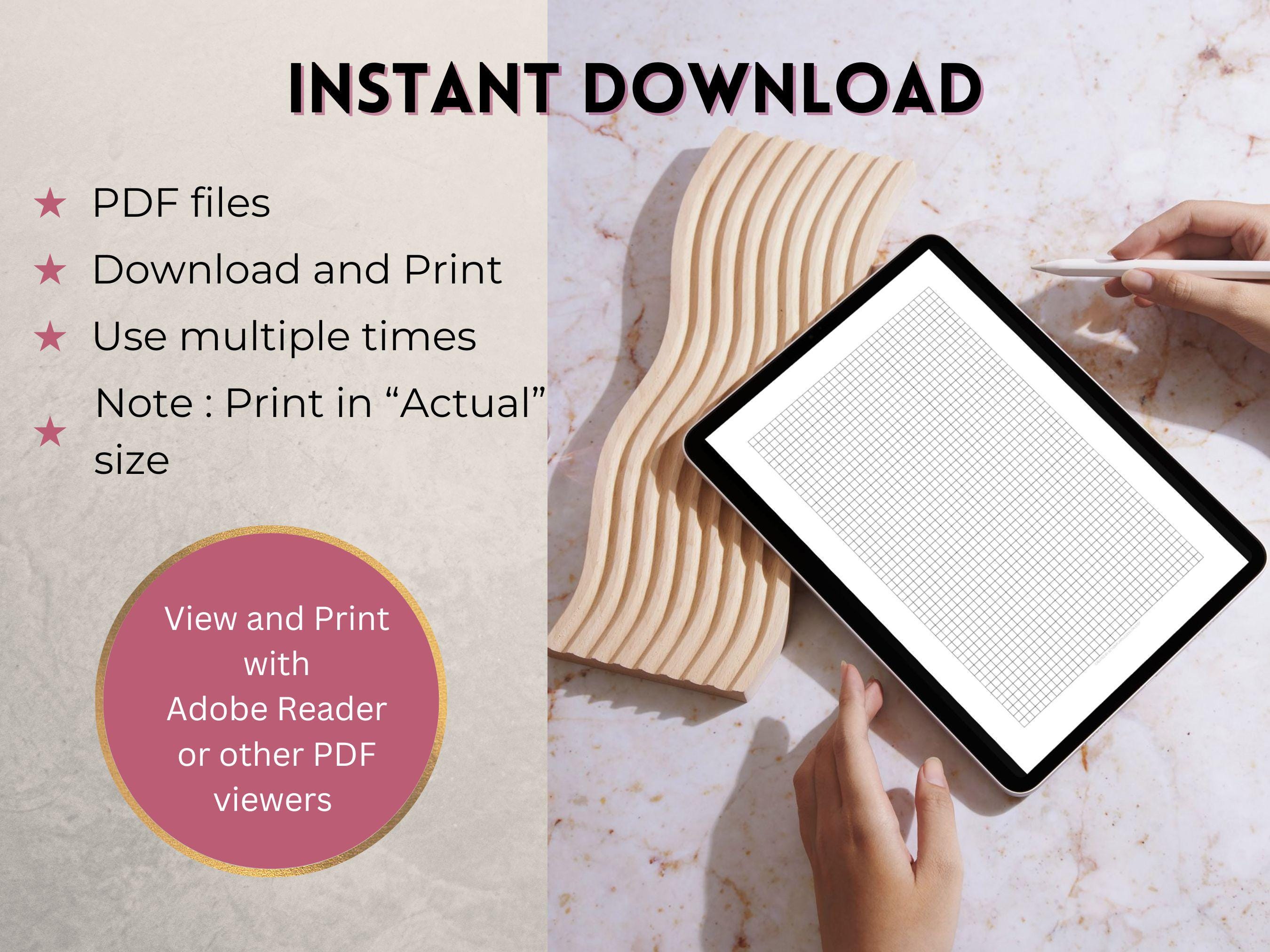 5mm Grid Paper Printable, Digital Graph 0.5cm Template Planner Inserts ...