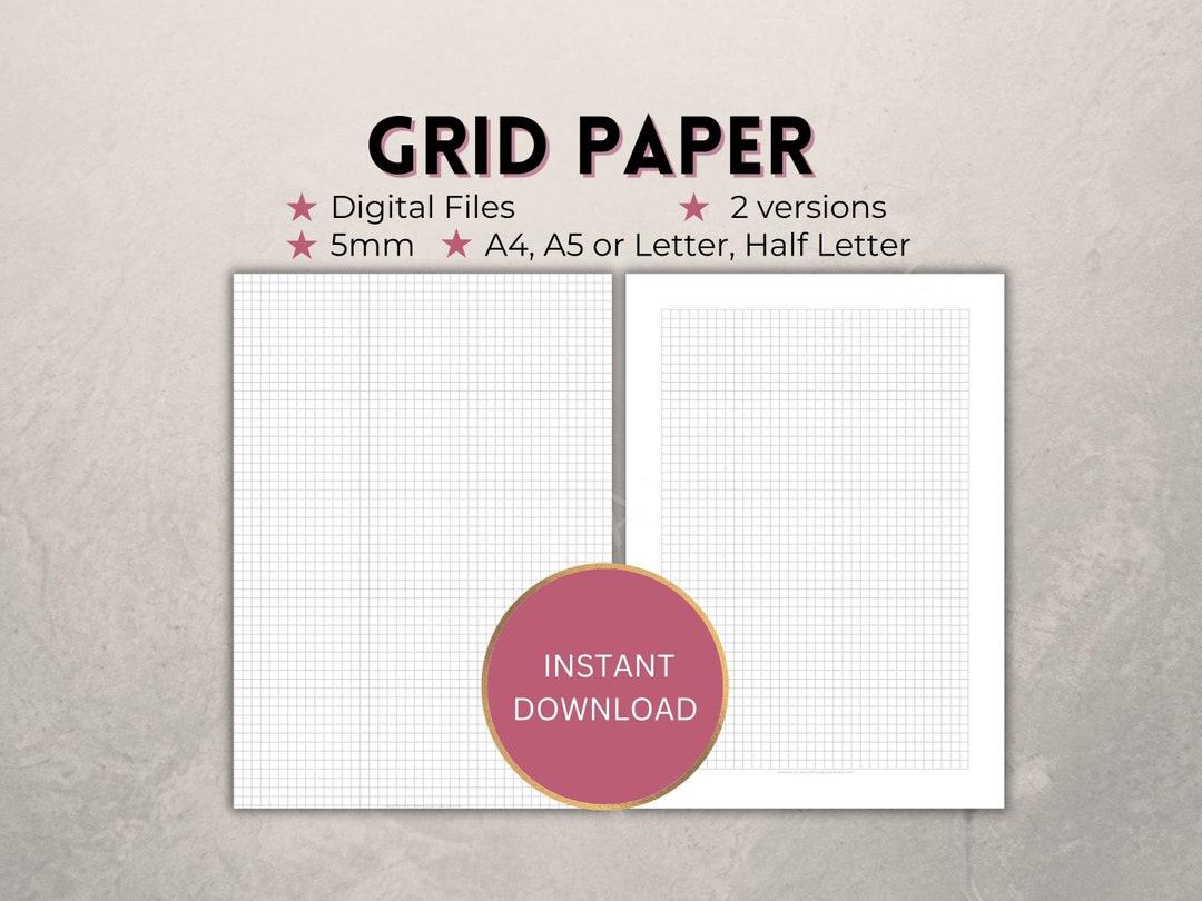 Digital Grid Paper, Printable Graph Planner Inserts, Downloadable PDF ...