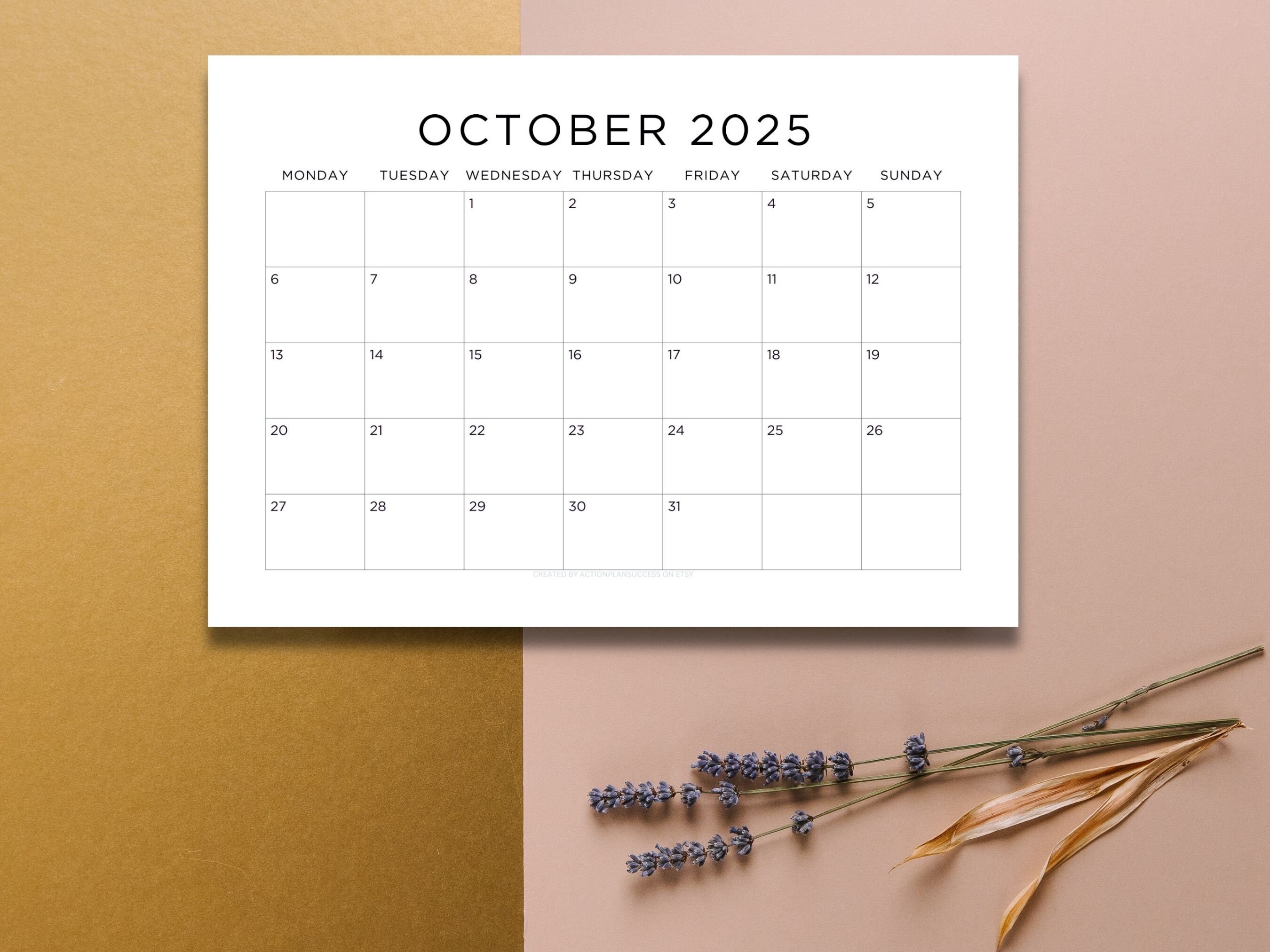 2025 Printable Calendar, 12 Monthly Wall Organiser Download, Landscape ...