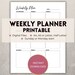 Weekly Planner Printable, Week at a Glance Organiser, Minimalist Agenda ...
