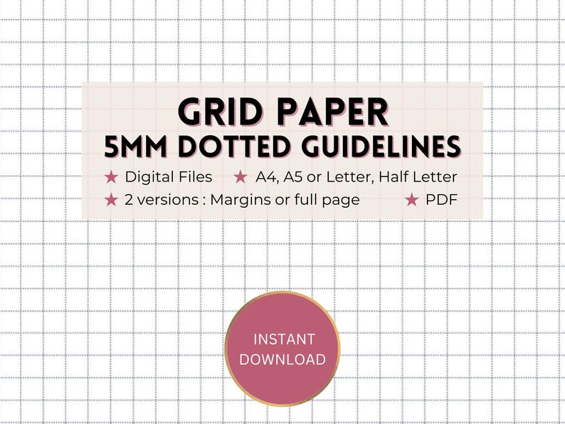 Digital Grid Paper, Printable Graph Planner Inserts, PDF for Journal ...