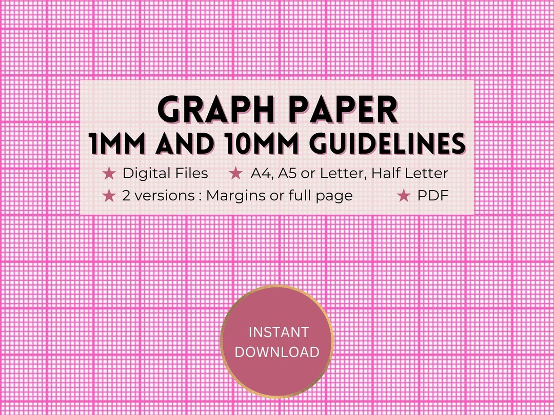Printable Pink Graph Paper, 1mm + 10mm/1cm Guideline Grid Template ...