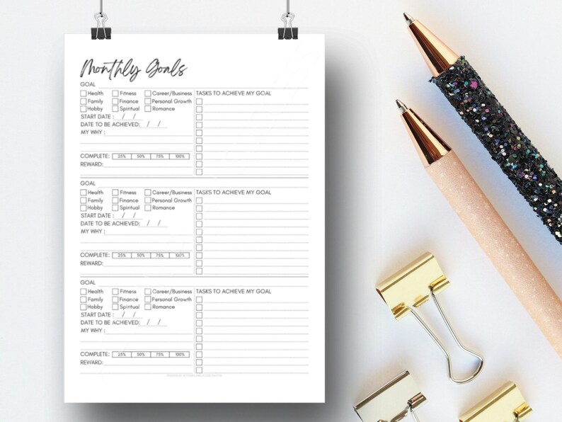 Printable Goal Setting Planner Essentials, Digital Goals Tracker for ...
