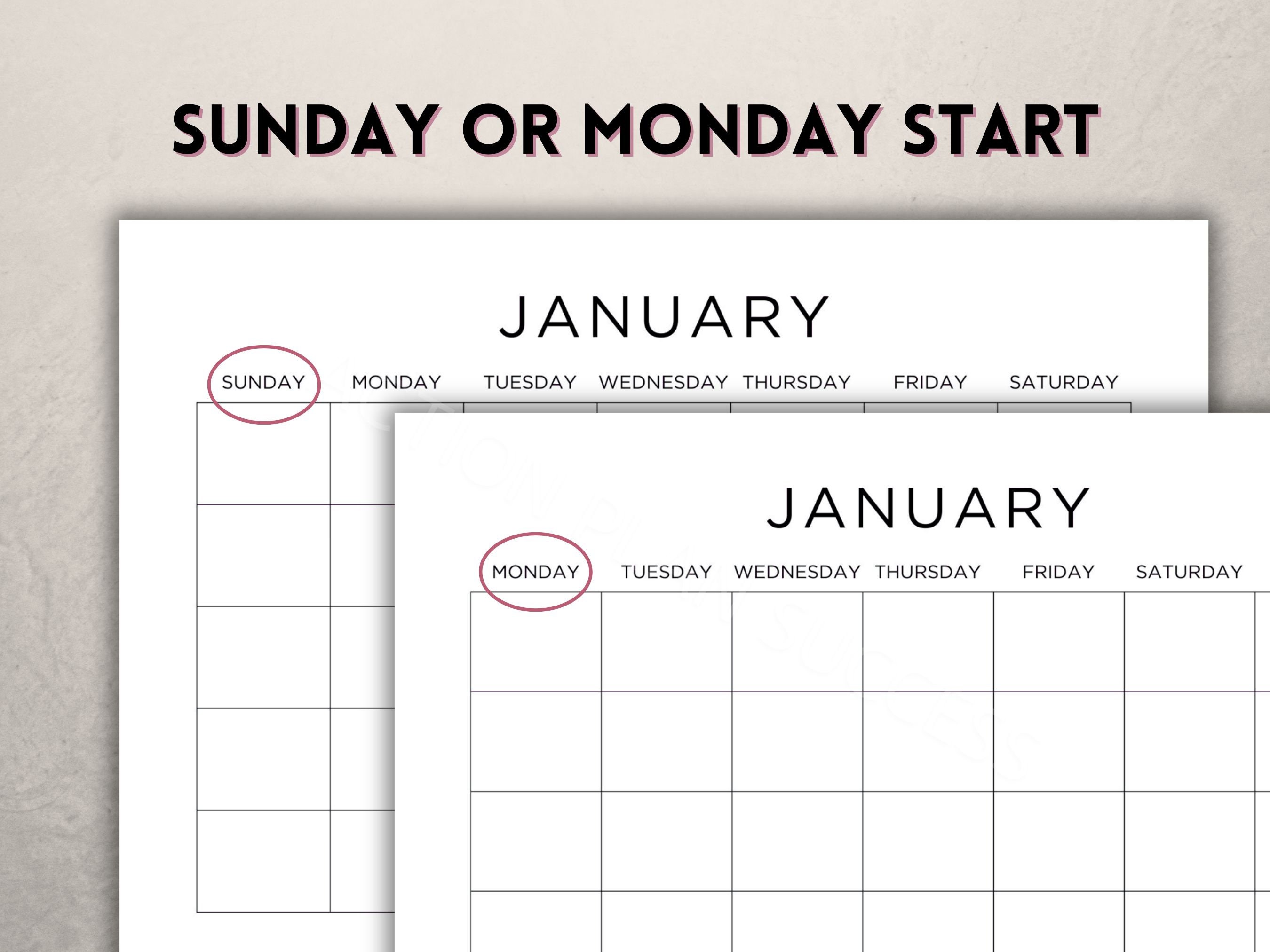 Printable Monthly Blank Calendar, Landscape Instant Download, 12 Months ...