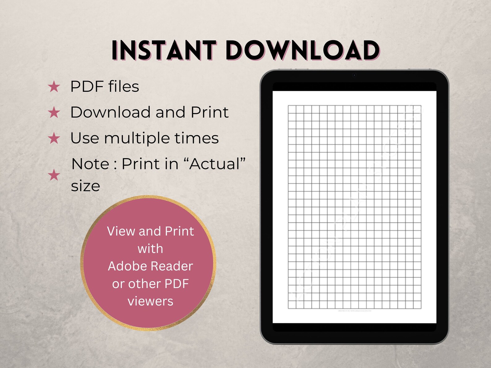 Printable Grid Paper, Dark Grey 10mm Guidelines, Instant Download Graph ...
