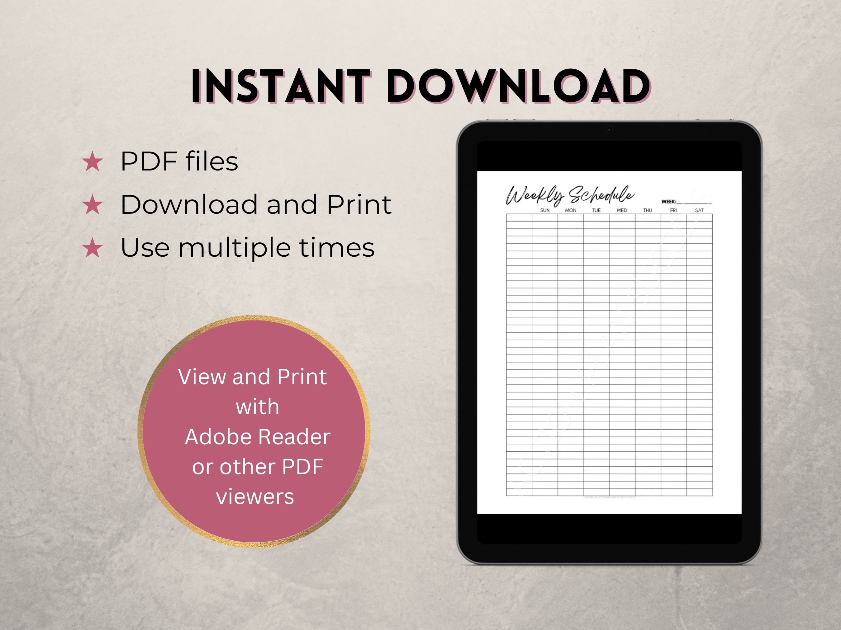 Weekly Schedule Template, Printable Weekly at a Glance Blank Planner ...