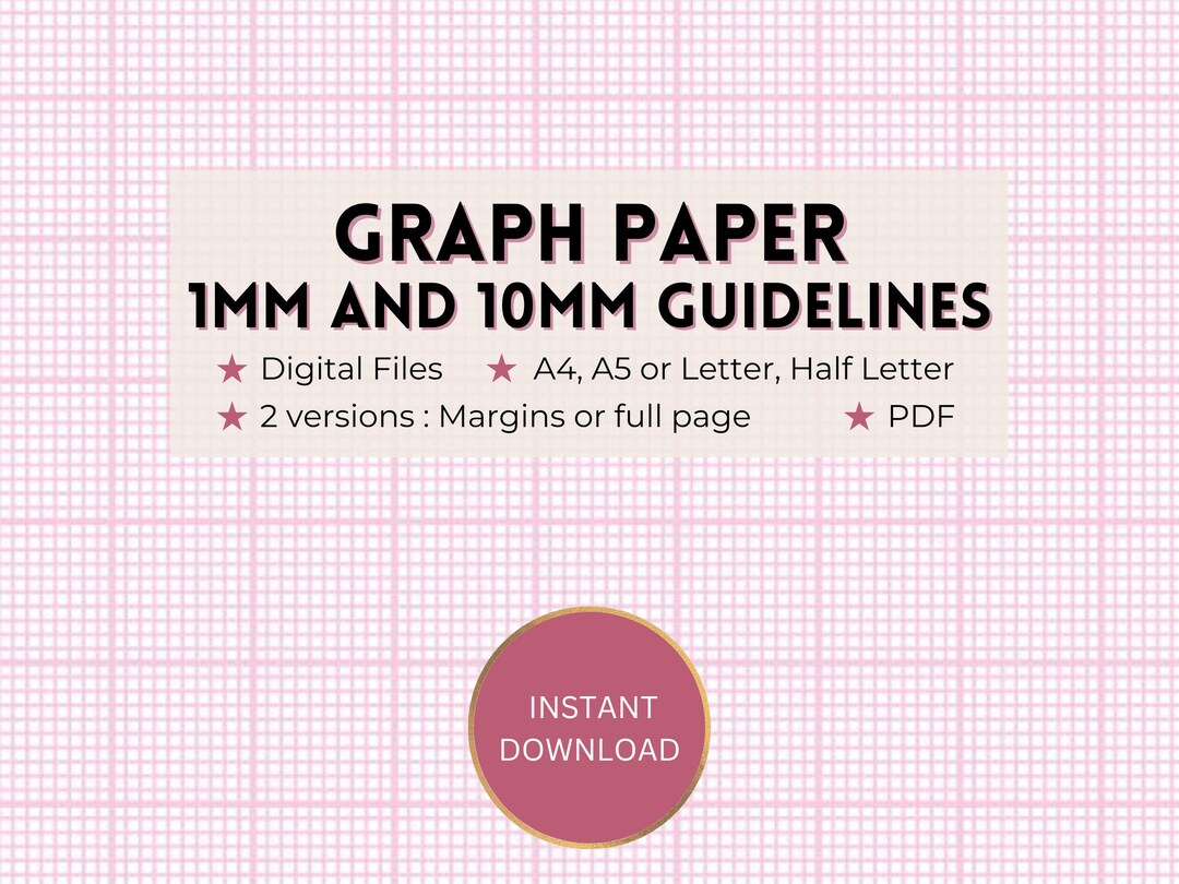 Printable Graph Paper, 1mm and 10mm/1cm Pink Guideline Grid Template ...