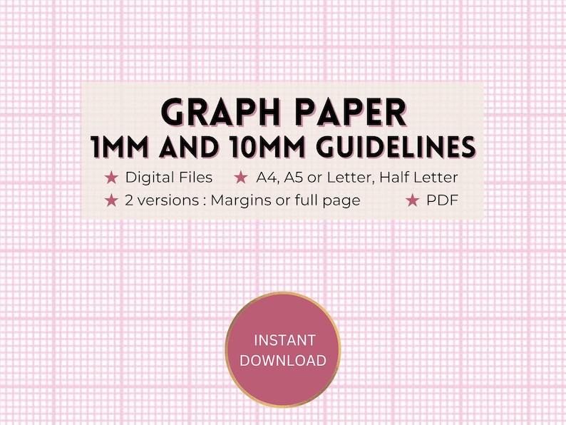 Printable Graph Paper, 1mm and 10mm/1cm Pink Guideline Grid Template ...