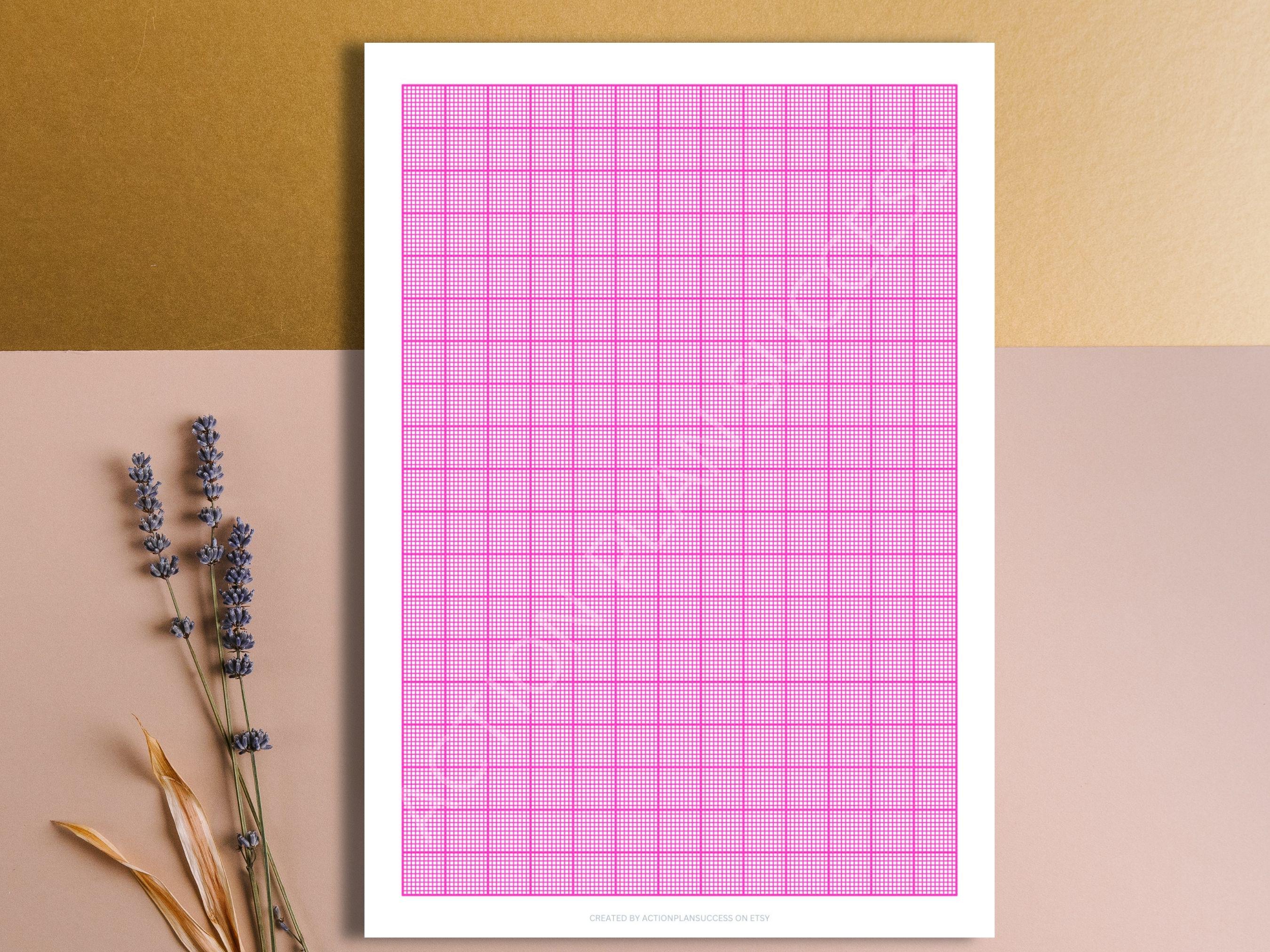 Printable Pink Graph Paper, 1mm + 10mm/1cm Guideline Grid Template ...