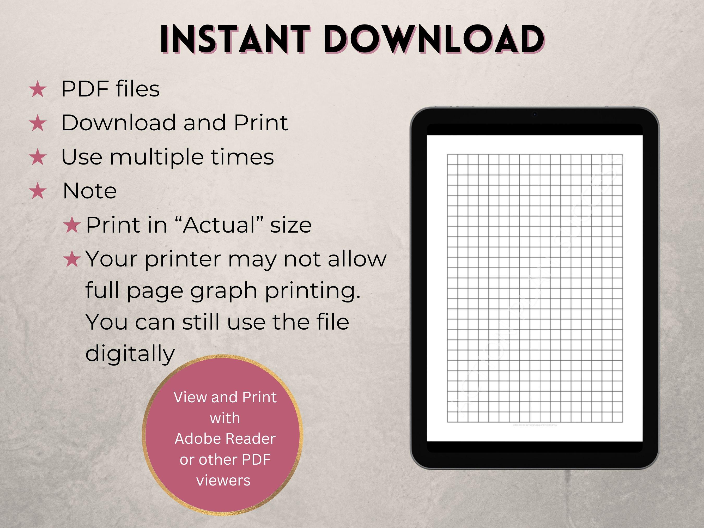 Printable Grid Paper, Dark Grey 10mm Guidelines, Instant Download Graph ...