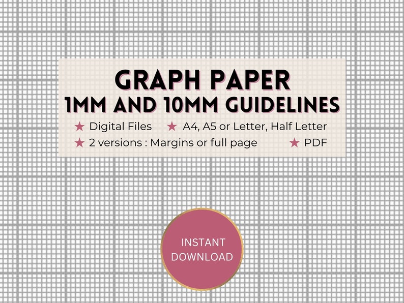 Printable Graph Paper, 1mm and 10mm/1cm Guideline Grid Template, Full ...