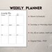 Weekly Planner Printable, Week at a Glance Organiser, Minimalist Agenda ...