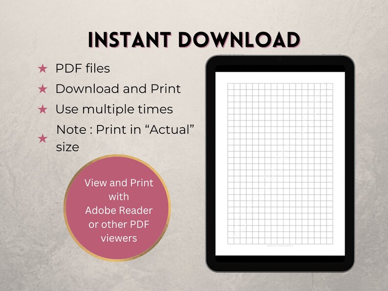 Printable Grid Paper, Light Grey 10mm/1cm Guidelines, Instant Download Graph Paper PDF, 2 ...