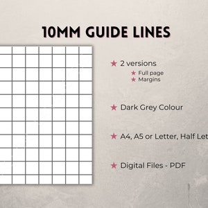 Printable Grid Paper, Dark Grey 10mm Guidelines, Instant Download Graph ...