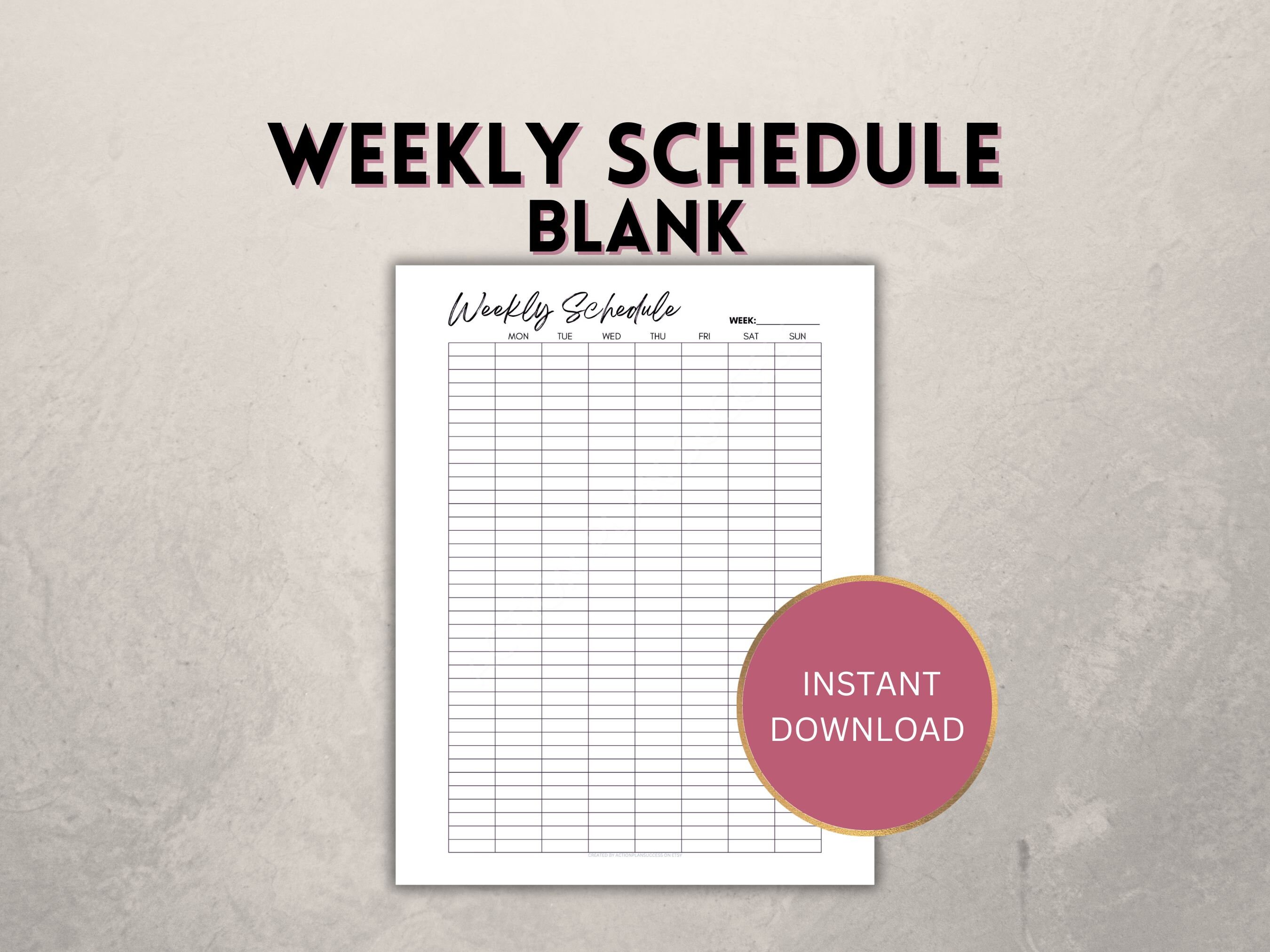 Weekly Schedule Template, Printable Weekly at a Glance Blank Planner ...