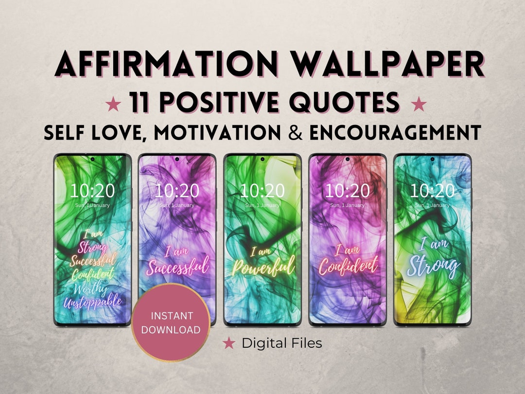 Mobile Phone Affirmation Wallpaper Bundle, Self Love Background Pattern ...